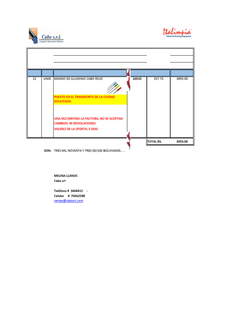 Proforma # 015848-b CBN Huari | PDF