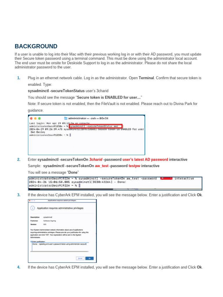 Synchronizing MacOS Secure Token - Password | PDF