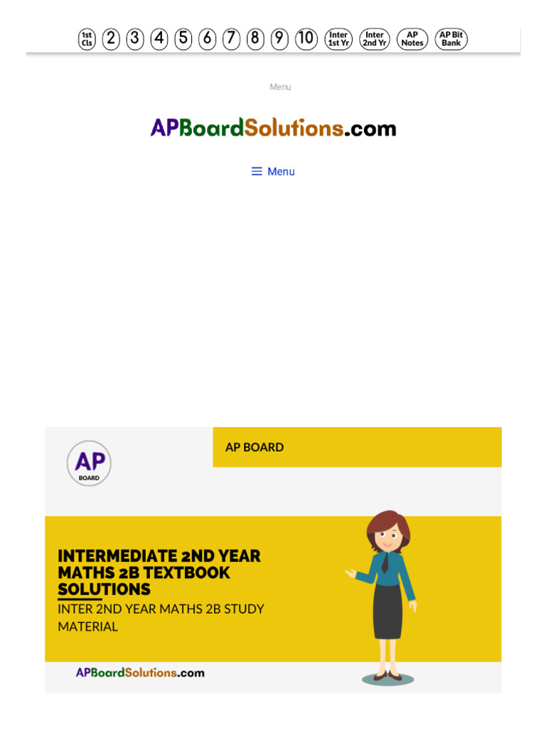 Intermediate 2nd Year Maths 2B Textbook Solutions - Inter 2nd Year ...