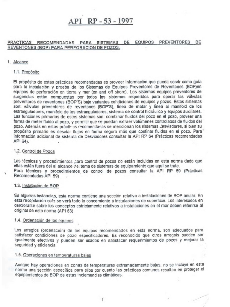 API Rp-53 - Practicas Recomendadas para Bop | PDF