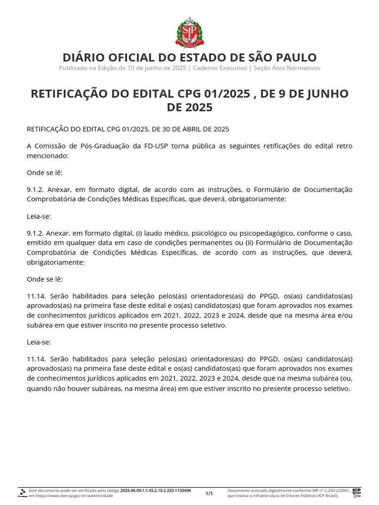 FD 2026 Edital Retificacao 2025-06-10 | PDF