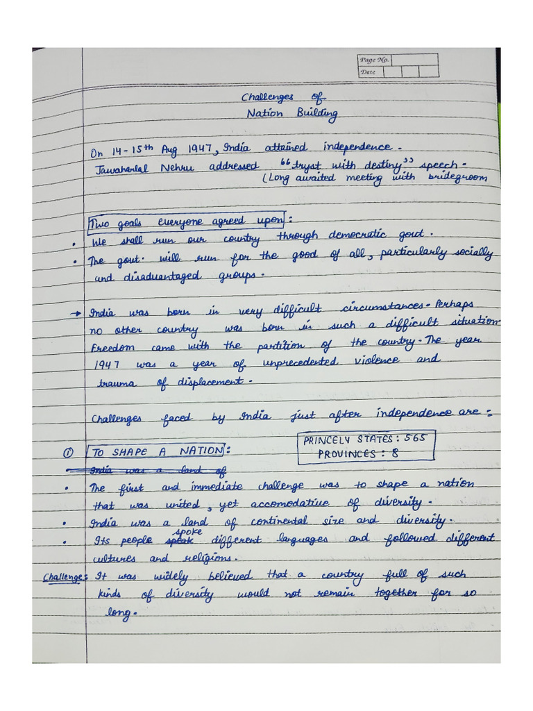 Chapter-1 Challenges of Nation Building | PDF