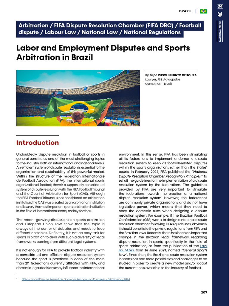 Brazil's New Sports Arbitration Law | PDF | Arbitration | Labour Law