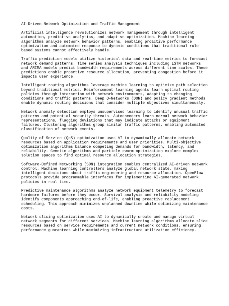 11 Ai Driven Network Optimization Pdf Computer Network Machine Learning