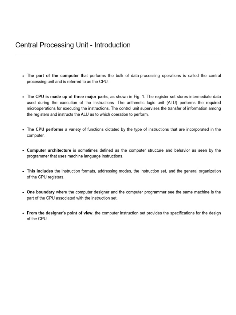 Computer Organization and Architecture (Central Processing Unit) - UPSC FEVER | PDF | Central ...