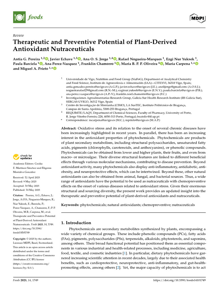 Therapeutic and Preventive Potential of Plant-Deri | PDF | Carotenoid ...