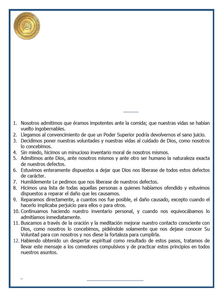 Los Doce Pasos | PDF | alcoholicos anonimos