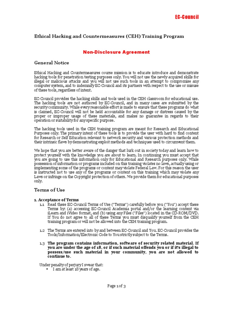 CEH NDA Agreement | PDF | Security Hacker | White Hat (Computer Security)