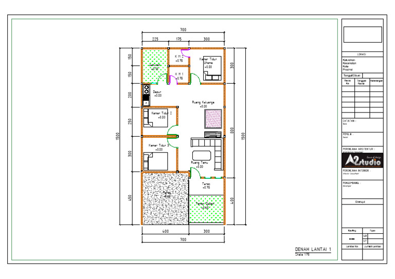 Denah Rumah 7x15 1 Lantai 4 Kamar | PDF