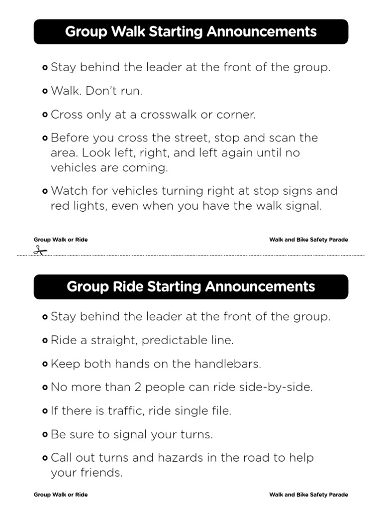 Group Walk or Ride Printable | PDF