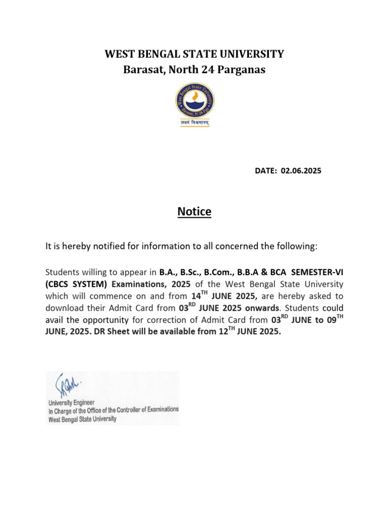 CBCS Admit Card Download Notice 2025 | PDF