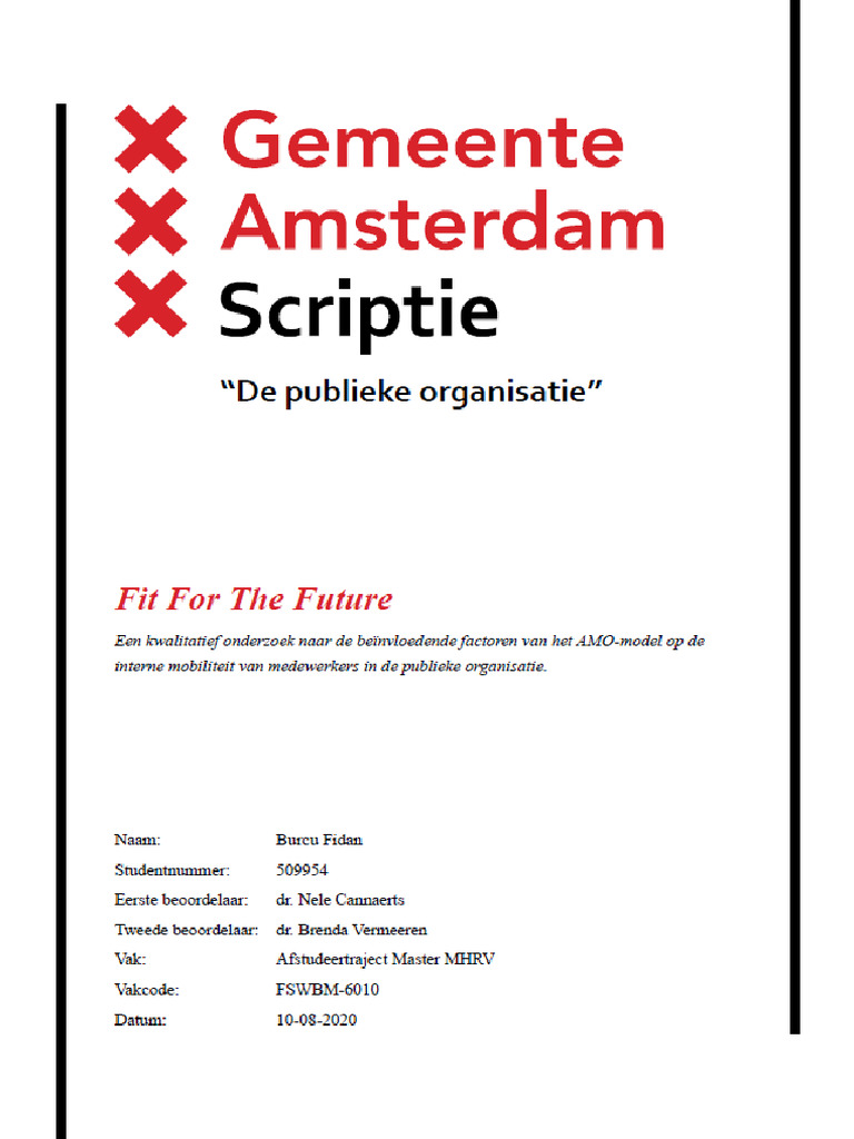 Burcu-Fidan Scriptie Gemeente Amsterdam AMO Model 2020 | PDF