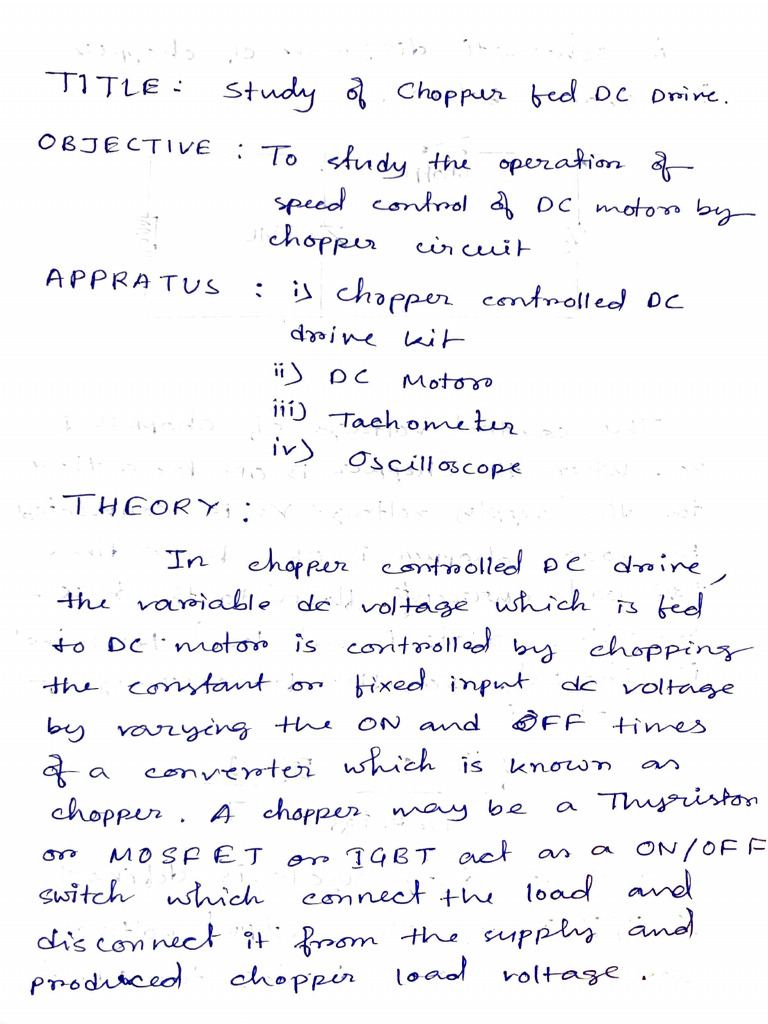 Study of Chopper Fed DC Drive (DipeshKumar) | PDF