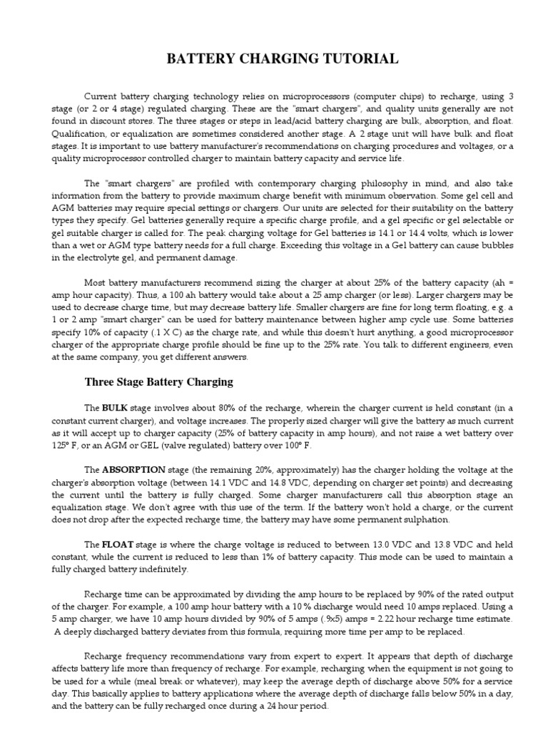 Battery Charging Tutorial | Download Free PDF | Battery Charger ...