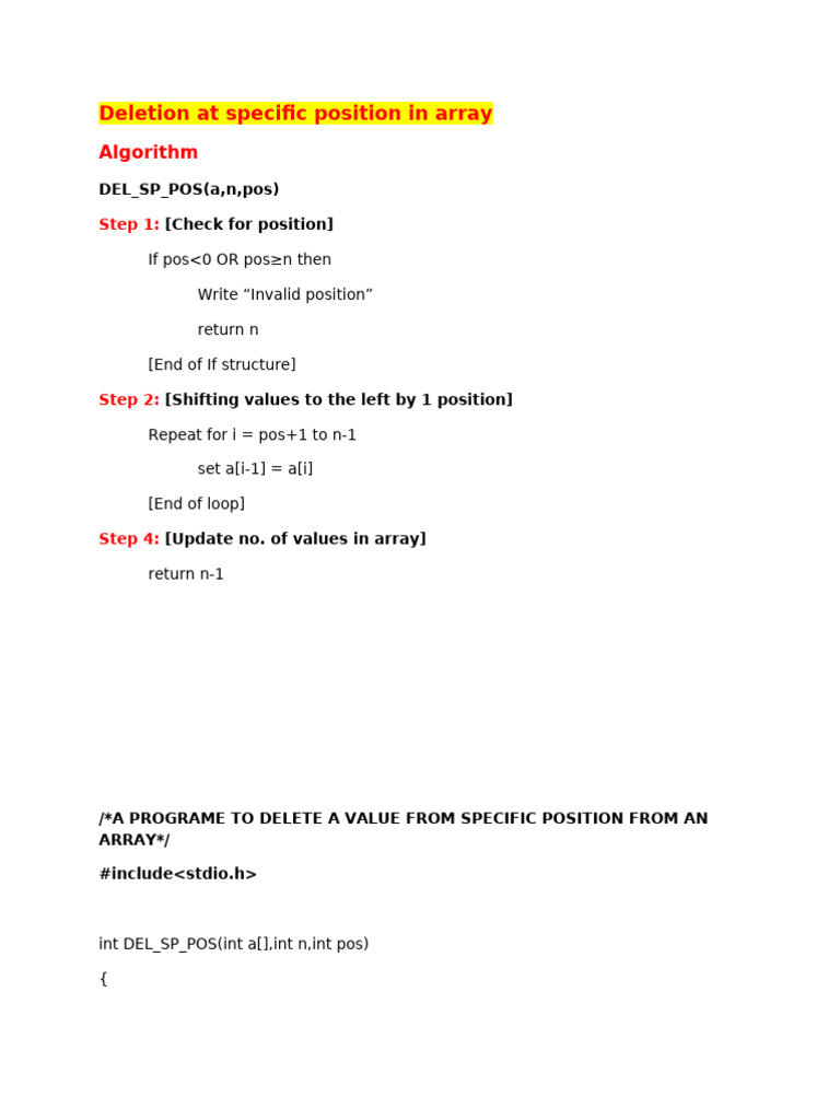 Deletion at Specific Position | PDF