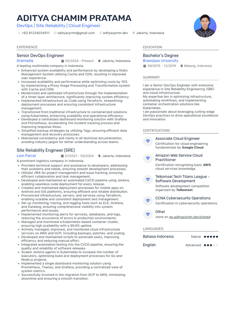 En - CV Aditya Chamim Pratama - Dec 2024 | PDF | Cloud Computing | Computer Science