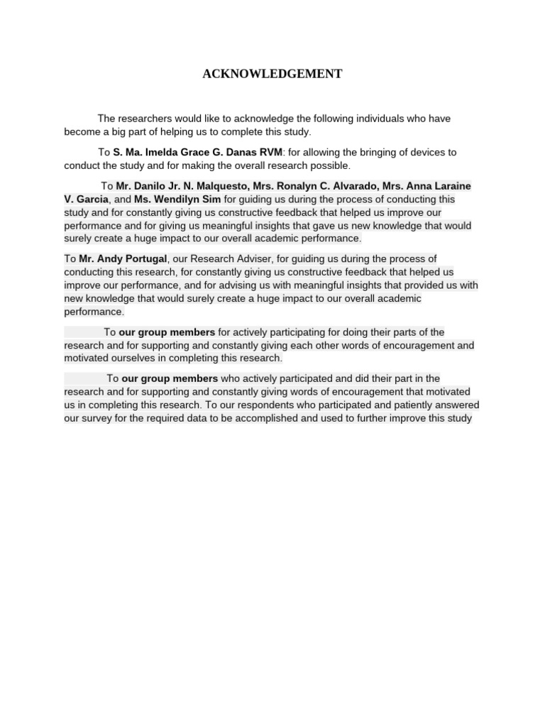 Acknowledgement | PDF