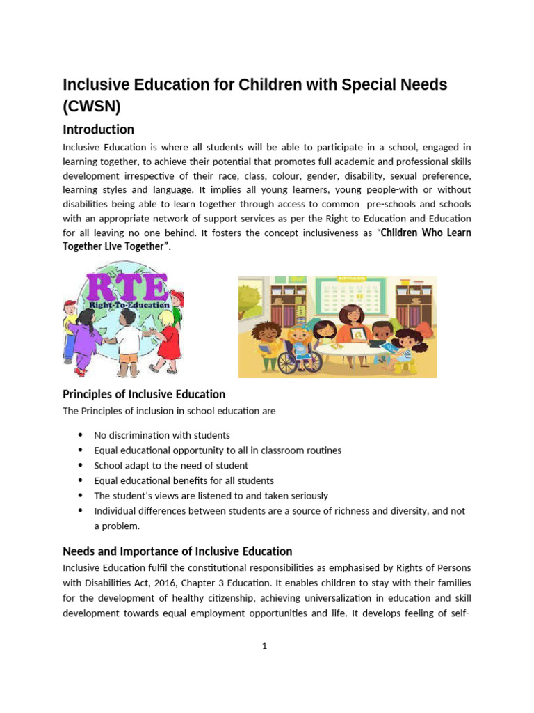 InclusiveEducation BOOKLET | PDF | Inclusion (Education) | Hearing Loss