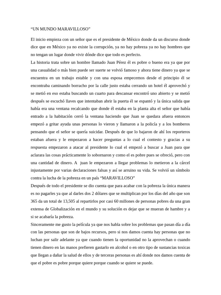 Un Mundo Maravilloso | PDF