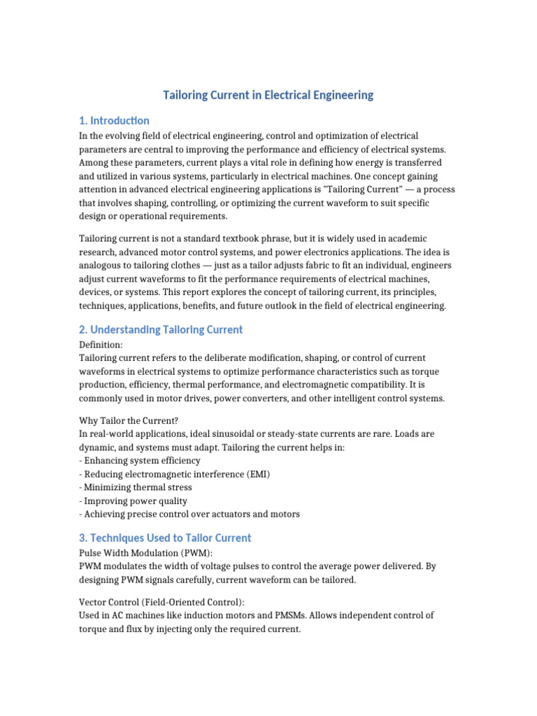 Tailoring Current Electrical Engineering Report | PDF | Electric Motor | Power Electronics