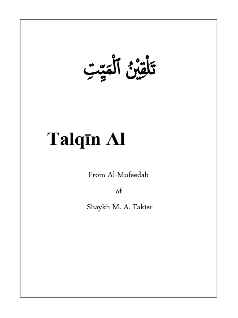 Talqin Al Mayyit - Shaykh M. Ameen Fakier | PDF | Prophets And ...