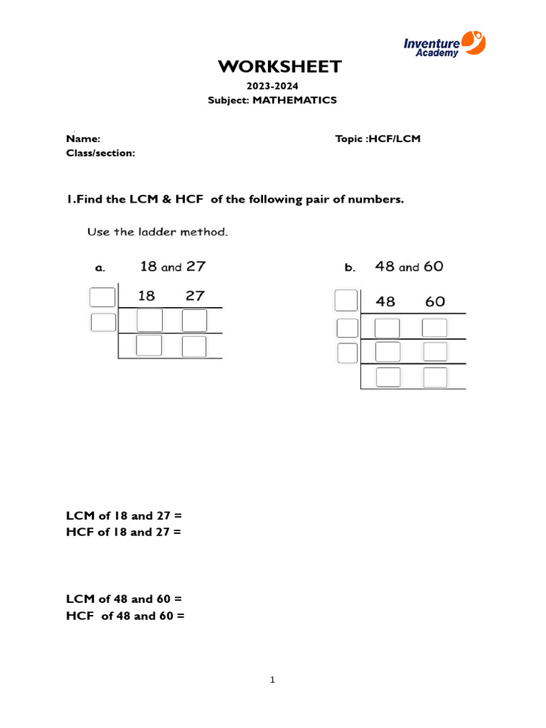 WS 6 - Guided Practice _ LCM _HCF _Worksheet.docx | PDF