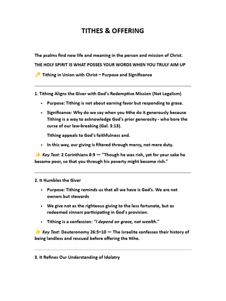 Tithing in Union With Christ | PDF | Tithe | Jesus