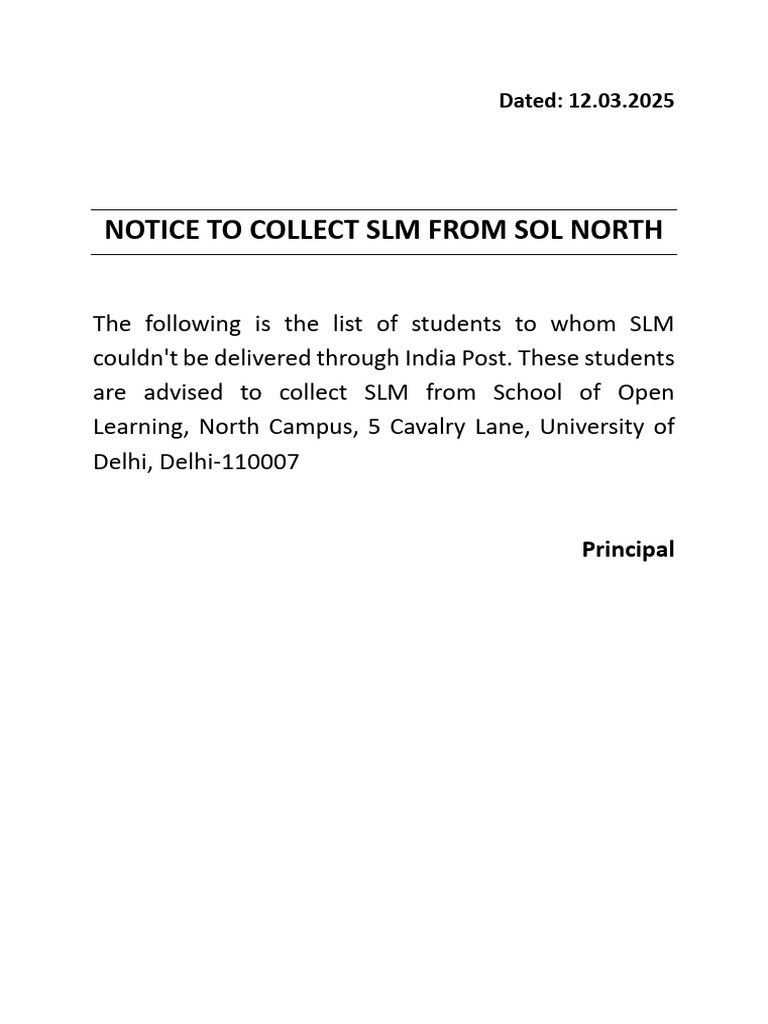 Undelivered SLM List From Sol North | PDF