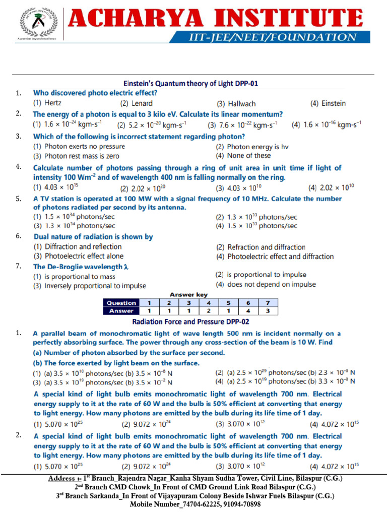 Modern Physics All DPP | PDF