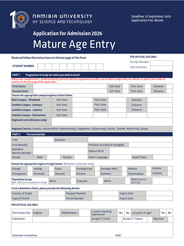 Mature Age Application Form 2026 Final Edits | PDF | Engineering ...