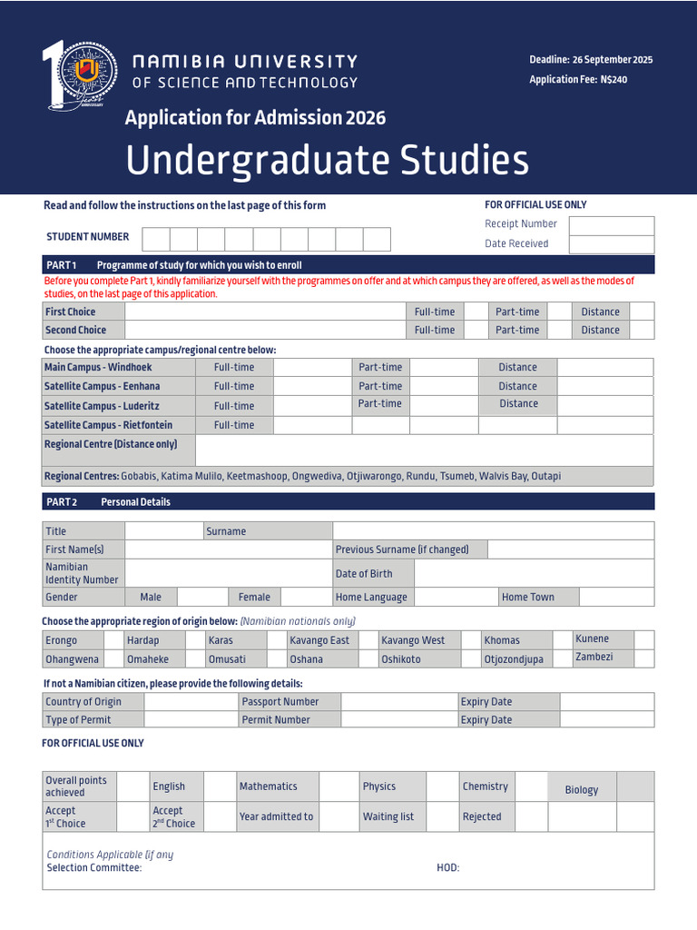 Undergraduate Application Form 2025 Final Edits | PDF | Engineering | Bachelor's Degree