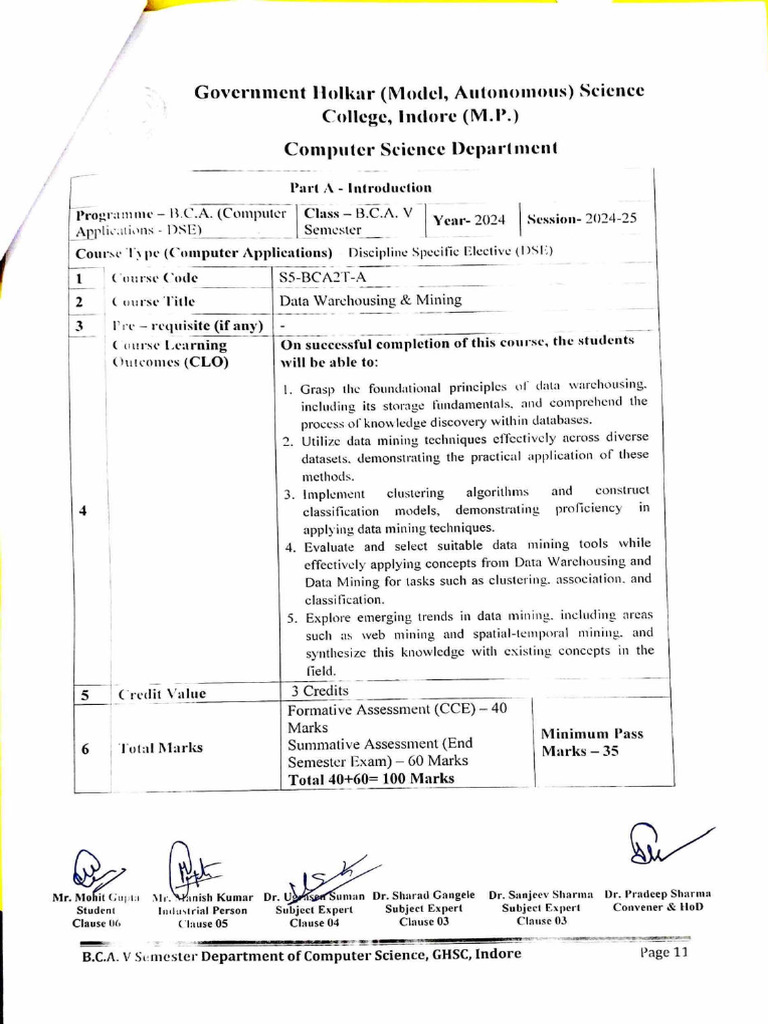 Bca V Semester Syllabus Dse Computer Science 2024-2025 | PDF