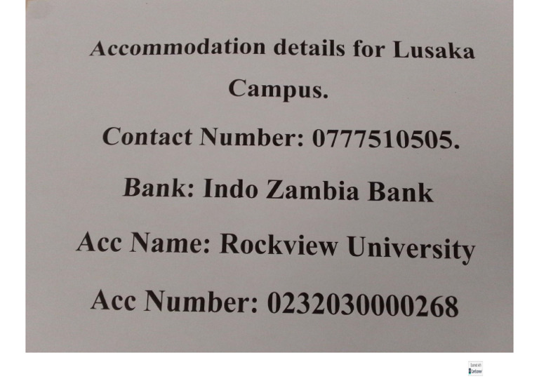 Lusaka Campus Accomodations | PDF