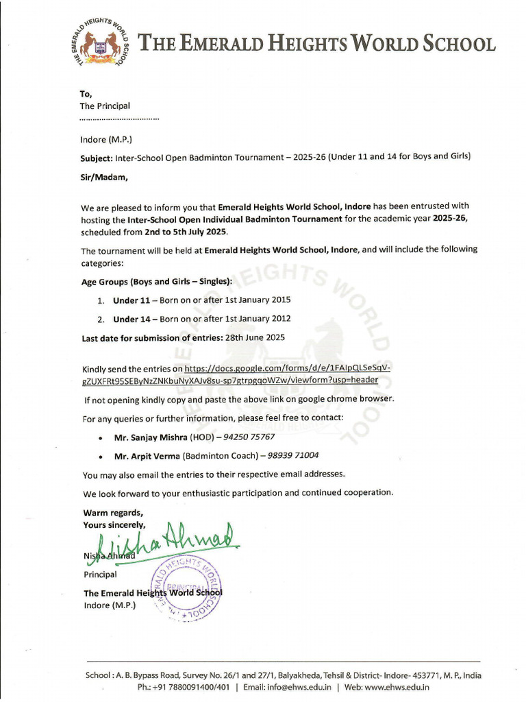 Badminton Tournament Invitation | PDF