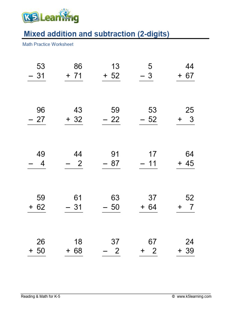 2 Digit Sums Worksheet A | PDF
