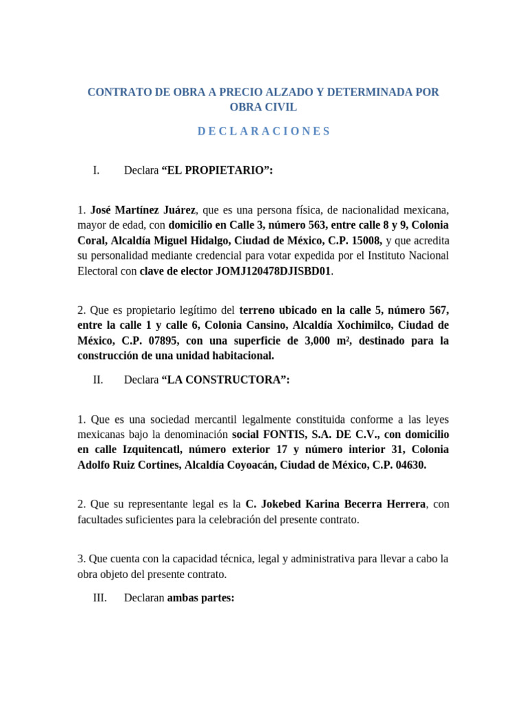 Contrato Obra Determinada | PDF | México