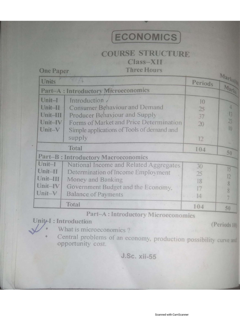 Economics Syllabus Class - 12th | PDF