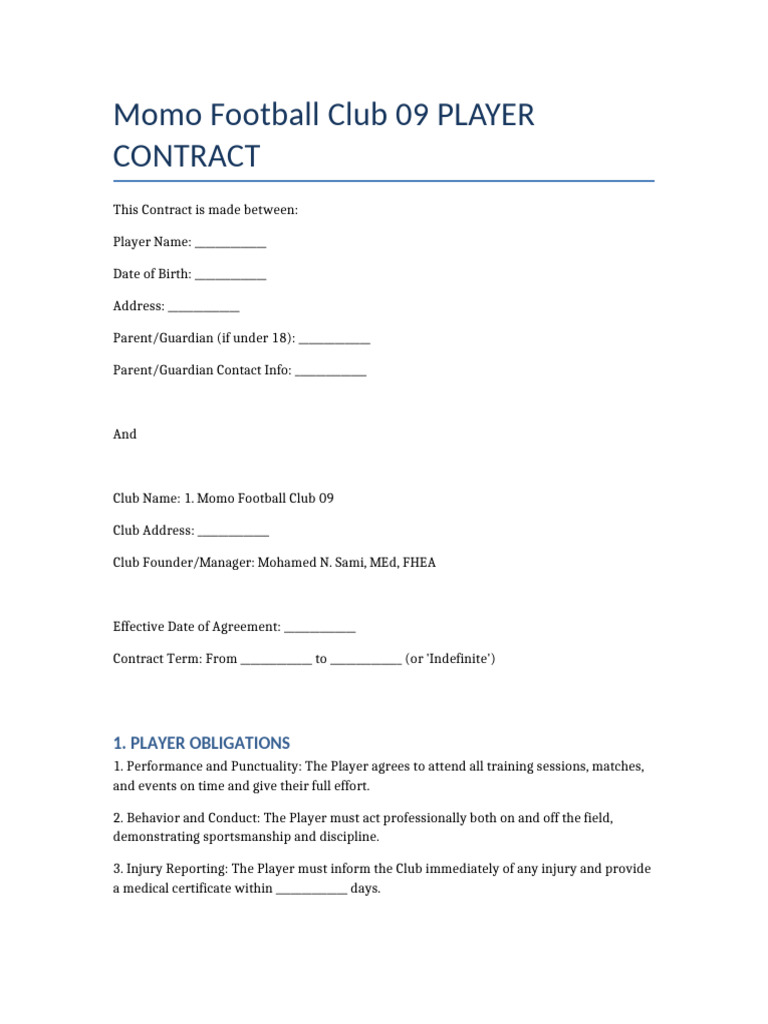 Momo FC 09 Contract | PDF | Private Law | Business Law