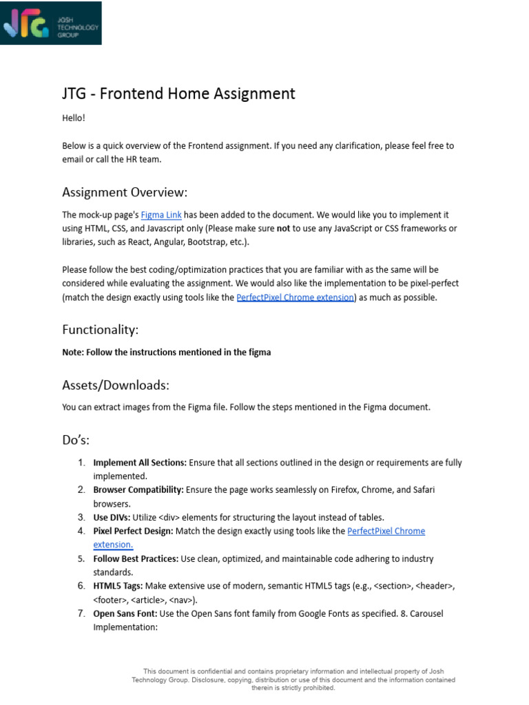 JTG Frontend Home Assignment | PDF | Html Element | Bootstrap (Front End Framework)