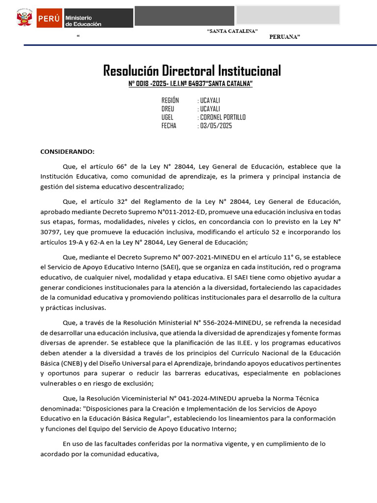 RD - SAEI Santa Catalina | PDF