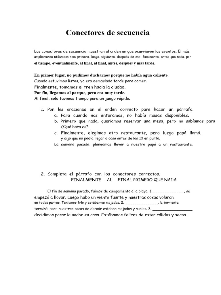 Conectores de Secuencia | PDF
