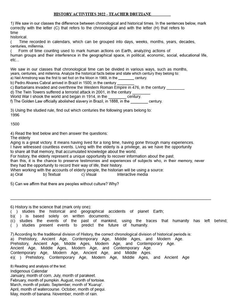History Activities 2022 6th Grade | PDF | Liberal Arts Education