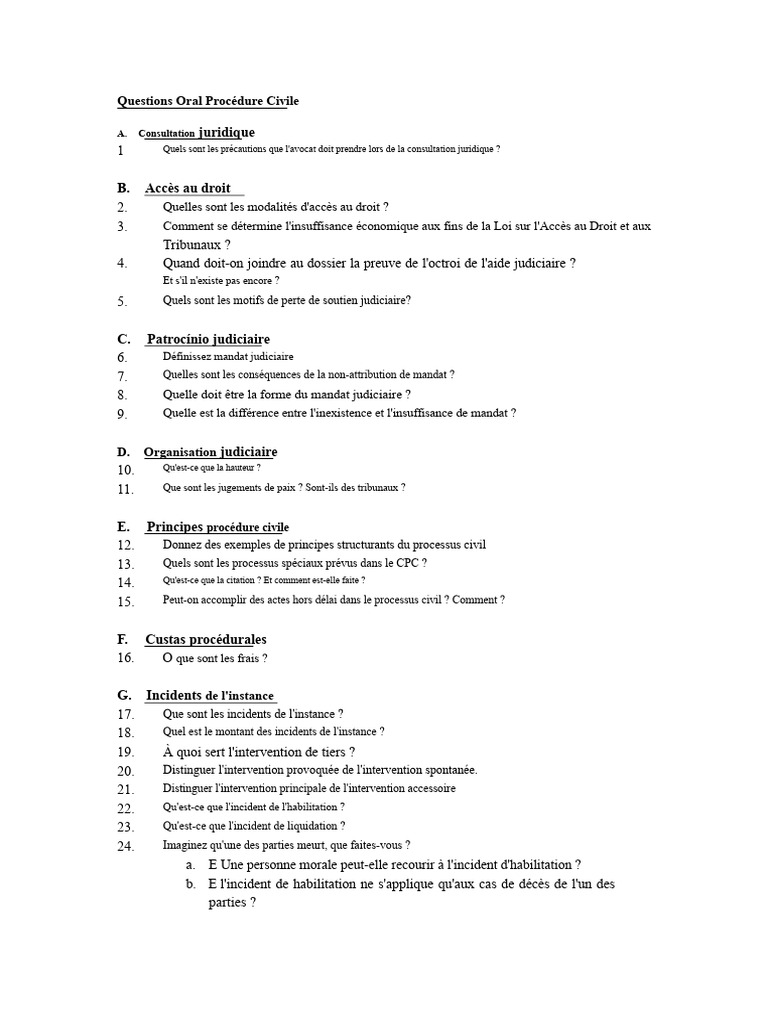 Questions oral civil | PDF | Justice | Crime et violence