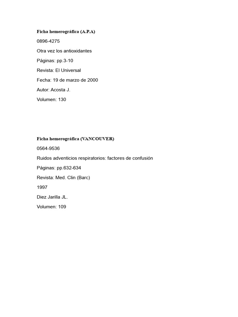 Ficha Hemerográfica | PDF