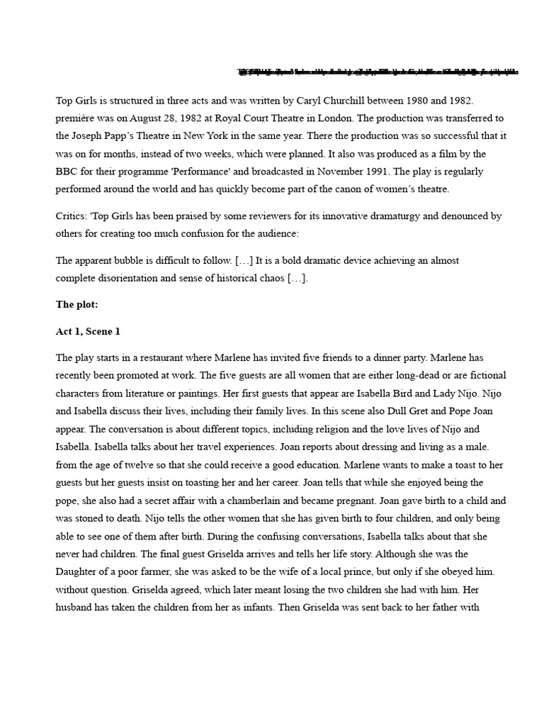 Marlene's Journey in Top Girls | PDF