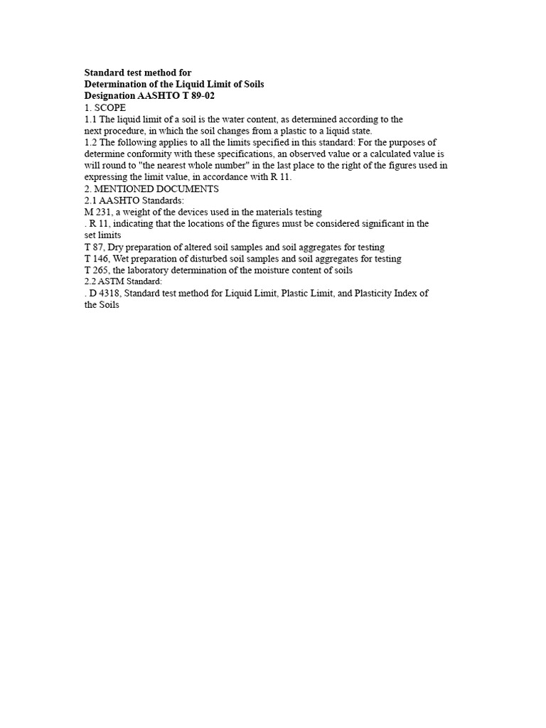 AASHTO T 89-02 Standard Translated (GP) | PDF