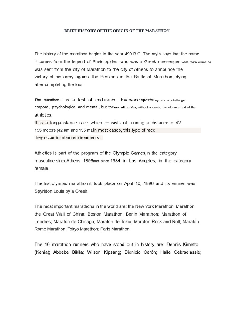 History of the Marathon's Origin | PDF