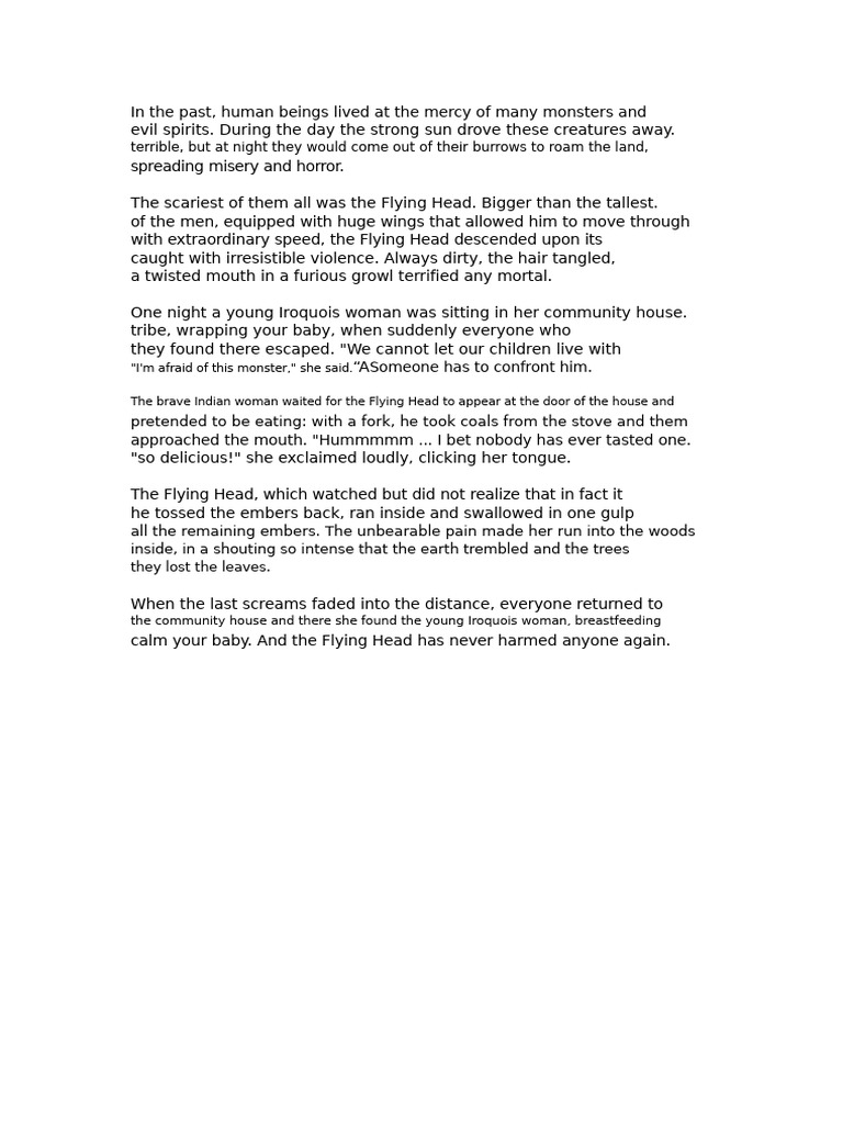 Iroquois Legend of the Flying Head | PDF