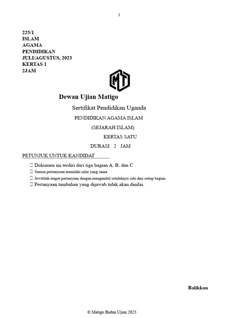 Matigo Menyebalkan Ire 1 Uce 2023 | PDF