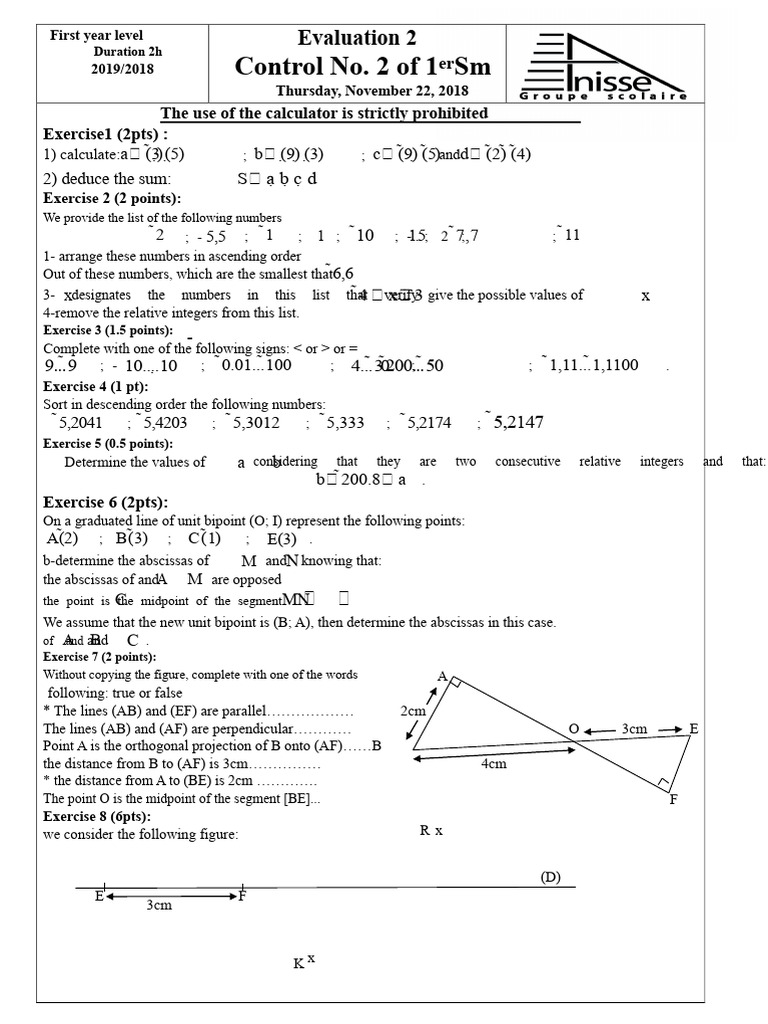 First Year Math Exercises Overview | PDF | Equations | Geometry